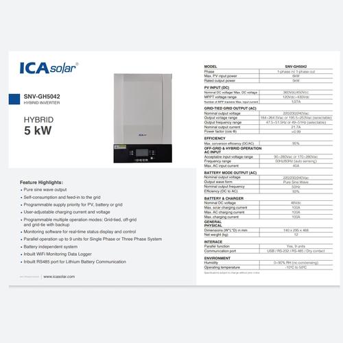 Jual Solar Hybrid Inverter New Gen 2 ICA Solar 5000W 48V - Kab. Bekasi ...