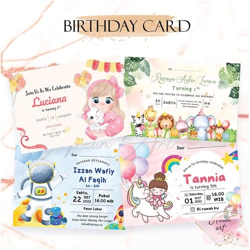 Jual Kartu Undangan Ulang Tahun Anak Birthday invitation custom - 15x10 CM - Kota Medan ...