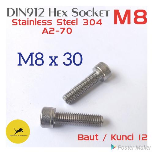 Jual Baut L M8 x 30 SUS304 - Jakarta Timur - Mekanikautomation | Tokopedia
