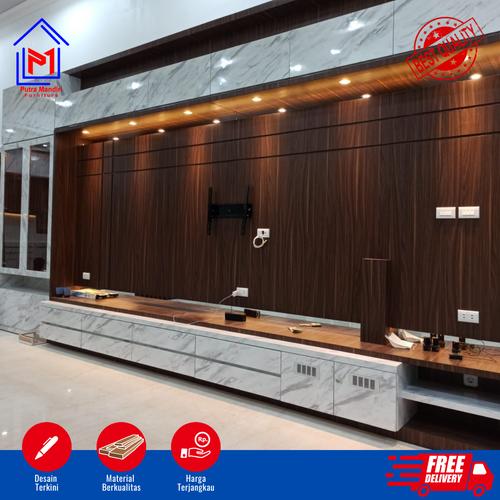 Jual RAK TV / MEJA TV / BACKDROP TV MINIMALIS / BACKDROP TV HPL ...