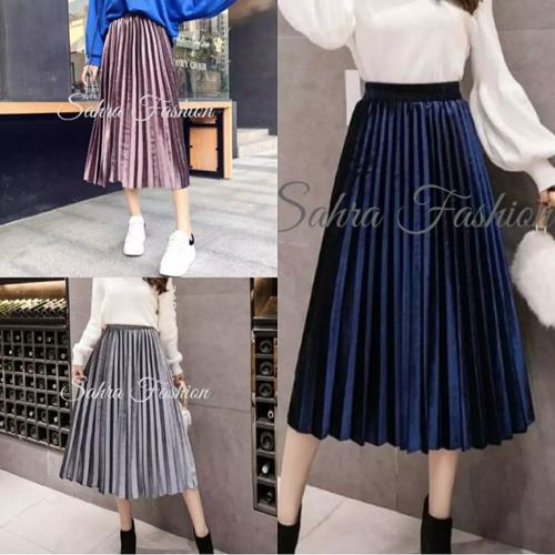 Jual ROK PLISKET BLUDRU VELVET PENDEK 7/8 ROK PENDEK BLUDU PLISKET 7/8 ...