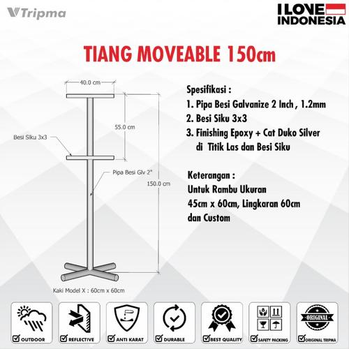Jual Tiang Moveable Model Kaki X Tinggi 150cm Galvanize + Rambu 50cm x ...