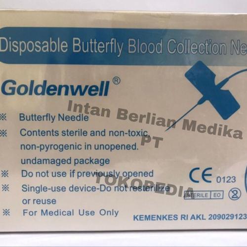 Jual Butterfly Needle 25G / Wing Needle 25G Golden Well isi 100 pcs ...