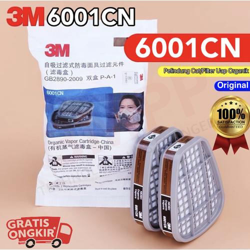 Jual 3M 6001CN Filter Cotton for 3M 6200 6800 7502 Masker Cartridge 100%ORI - 3M 6001CN 2PCS ...