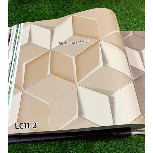 Jual Wallpaper Dinding Geometri Kubus Balok Cream Gold Pink Biru Abu ...
