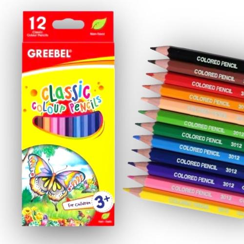 Jual Pensil Warna Greebel Panjang Isi 12 - 12 Classic Color Pencils ...