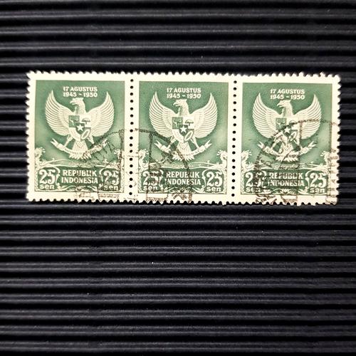 Jual Prangko INDONESIA. GARUDA PANCASILA. 25 Sen, strip 3 Cap ...