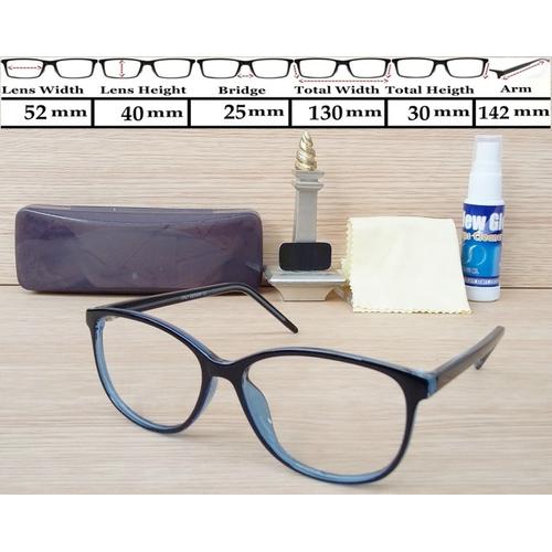 Jual Frame Kacamata Minus Hitam Kombinasi Biru Fiber Model Simpel ...