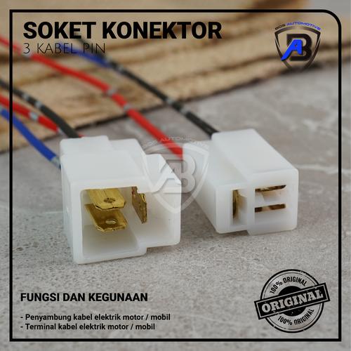 Jual Soket Konektor 3 Pin Besar / Socket Sambung Mobil Motor Kabel ...