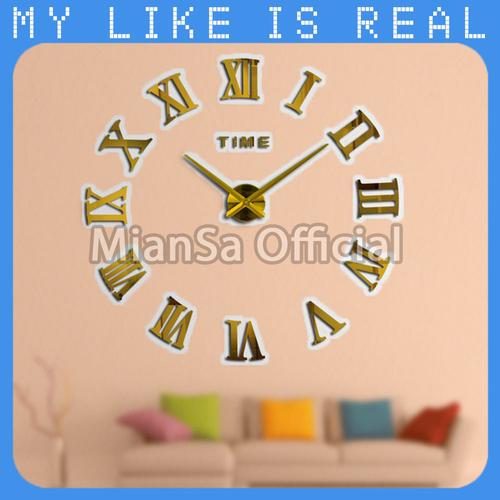 Jual MIANSA Jam Dinding Analog DIY 3D Model Tulisan Angka Romawi 106 ...