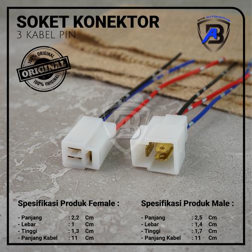 Jual Soket Konektor 3 Pin / Socket Sambung Mobil Motor Kabel Bintik 1 ...
