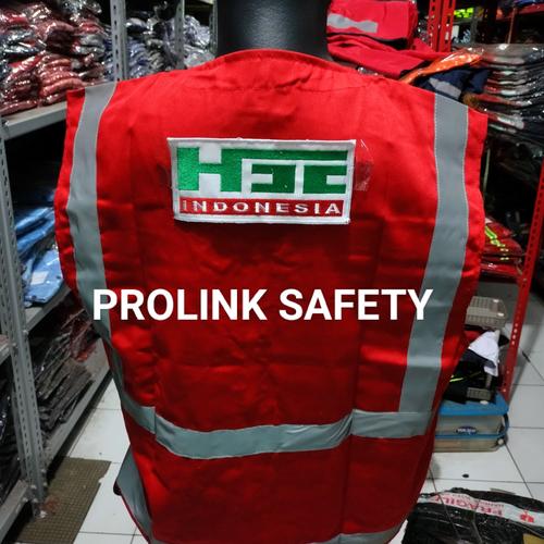 Jual ROMPI SAFETY MERAH PUNGGUNG LOGO HSE BAHAN KAIN DRILL - Putih, S ...