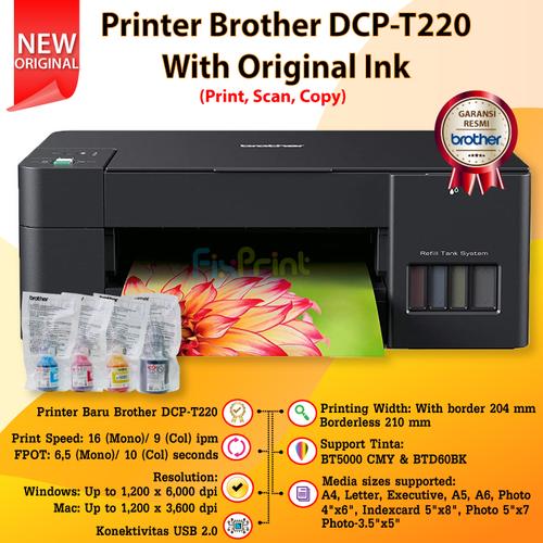 Promo Printer Brother DCP-T220 DCP T220 Tinta BTD60Bk Black BT5000 Color CMY - Kota Tangerang ...