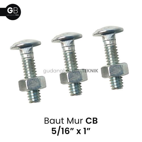Jual Baut Mur CB 5/16" x 1" / Baut Payung 5/16x1 Galvanis Putih - Kota ...