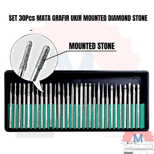 Promo Diamond mounted Point 3mm Set 30Pcs Mata Ukir Mini Die Grinder ...