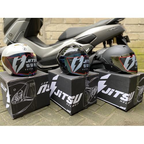 Jual helm jitsu js1 Solid Premium Helm Half Face - Pearl White, M - Kab ...