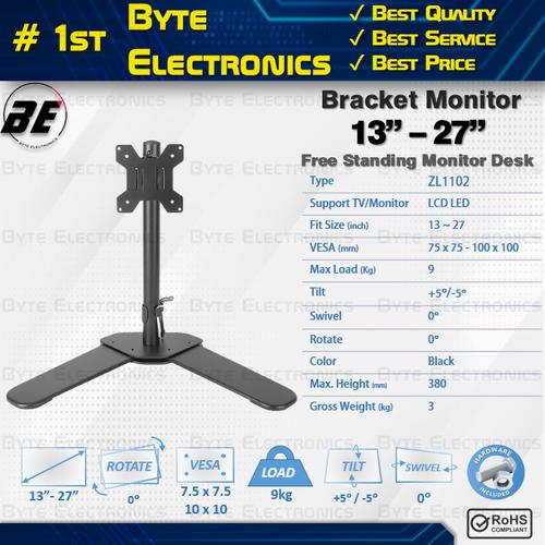 Jual Bracket Monitor Meja 13 17 19 22 24 27 inch Free standing monitor ...