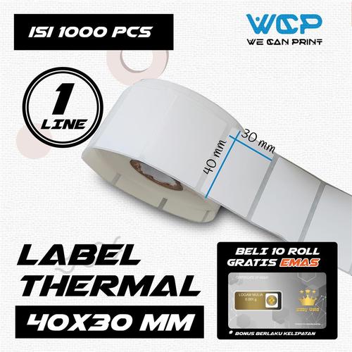 Jual THERMAL LABEL STICKER 40 x 30 MM 1LINE STIKER BARCODE 40X30 MM ...