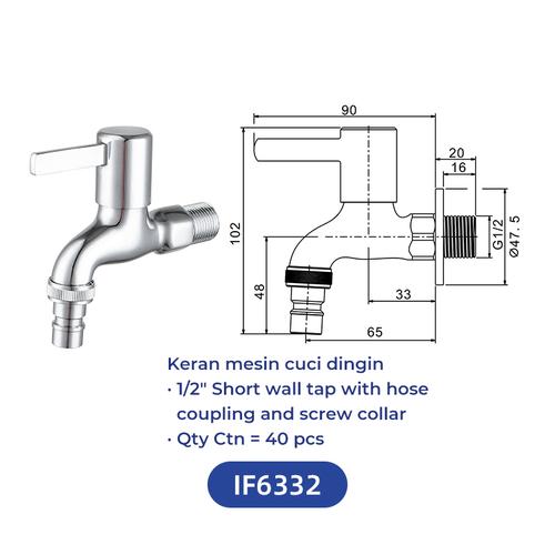 Jual FRAP 1/2'' Kran Air Kran Taman Keran Tembok Dobel Kuningan Chrome ...