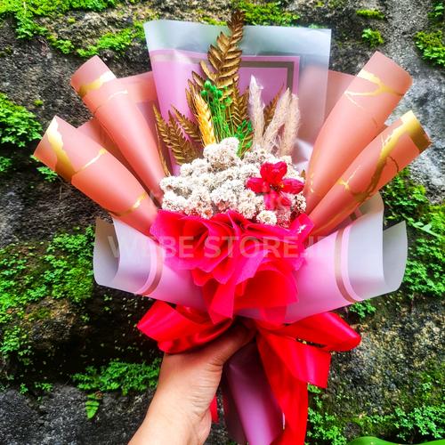 Jual BUKET BUNGA SIMPLY DRIED FLOWERS EDELWEIS KADO HARI GURU BUKET ...
