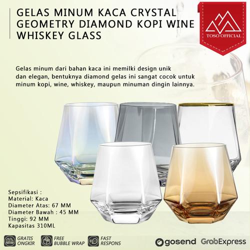 Jual GELAS MINUM KACA CRYSTAL GEOMETRY DIAMOND KOPI WINE WHISKEY GLASS - PUTIH-TRANSPAR ...
