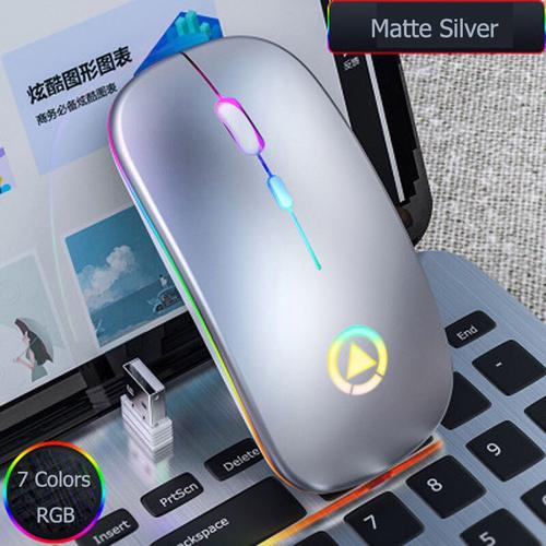 Jual Mouse Bluetooth Wireless Optical Slim LED RGB Rainbow Rechargeable ...