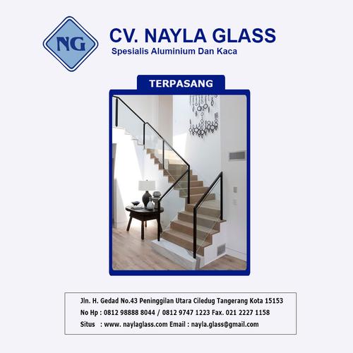 Jual Railing kaca tangga tempered tiang rangka frameless - Kota ...