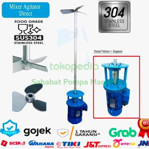 Jual Agitator Mixer Chemica SS304 1,1KW 1,5HP 2900RPM 3Phase 2pole ...