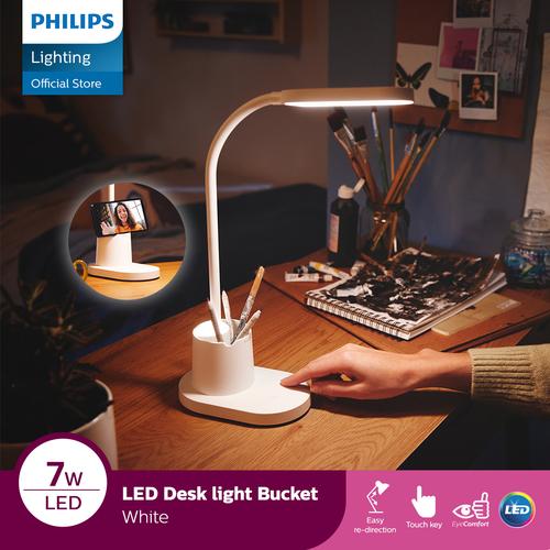Promo Philips Lampu Meja LED Desk Light Bucket Rechargeable 7W White ...
