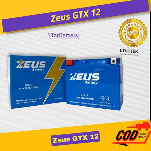 Promo ZEUS BATTERY MBTX12U GTX-12 - 12Ah (Garansi 1 Tahun) AKI ACCU ...