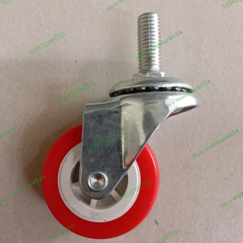 Jual roda srew etalase rak pu merah 2 inch roda furniture kaki meja ...