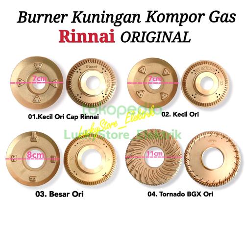 Jual BURNER KUNINGAN KOMPOR GAS RINNAI ORIGINAL KECIL CAP , BESAR ...