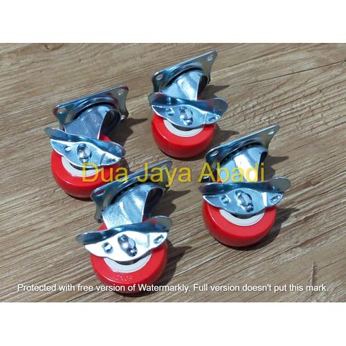 Jual Roda Etalase HH Nylon Merah 2 Inch + Rem Roda Castor Caster - 1 Pc ...