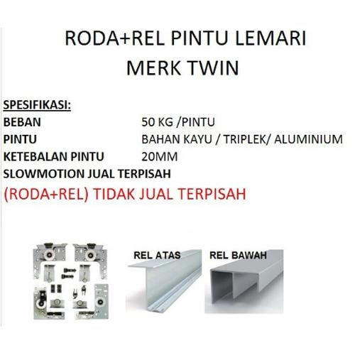 Jual RODA REL SLIDING GANTUNG TWIN TL01 2 DAUN ( BESERTA REL 2 METER ...