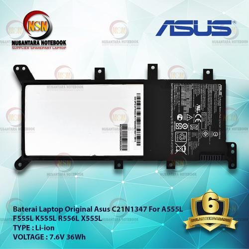 Jual Baterai Original ASUS A555L F555L K555L R556L X555L C21N1347 ...