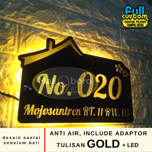 Jual PAPAN NOMOR RUMAH LED ACRYLIC NOMER RUMAH LED TULISAN GOLD - Kota ...