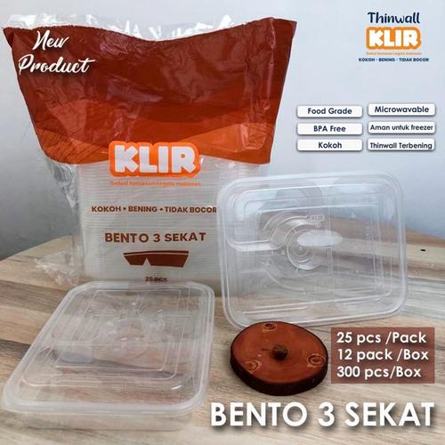 Jual Thinwall Klir Bento 3 Sekat - Kotak makanan isi 25pcs - Jakarta ...