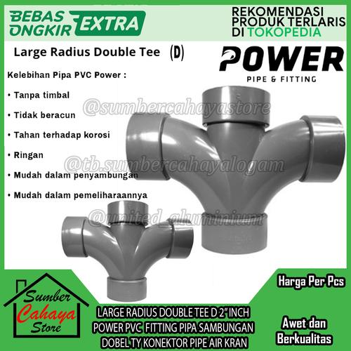 Jual LARGE RADIUS DOUBLE TEE D 2” INCH POWER PVC FITTING PIPA SAMBUNGAN - ISI 6 PCS - Kota ...