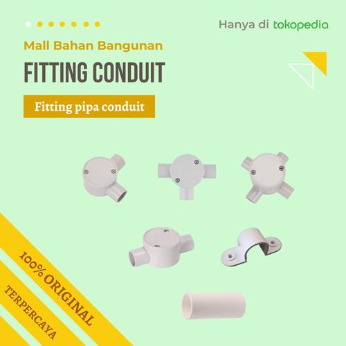 Jual Fitting konduit conduit 20 mm listrik putih klem soket T dus Tee ...