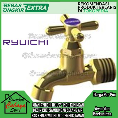 Jual Kran Tembok BK Kuningan 1/2" Ryuichi Keran Air Taman Putaran ...