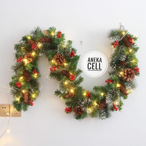 Jual Garland Natal 2.7 Meter Hijau Daun Bunga Natal Lingkar Dekorasi ...