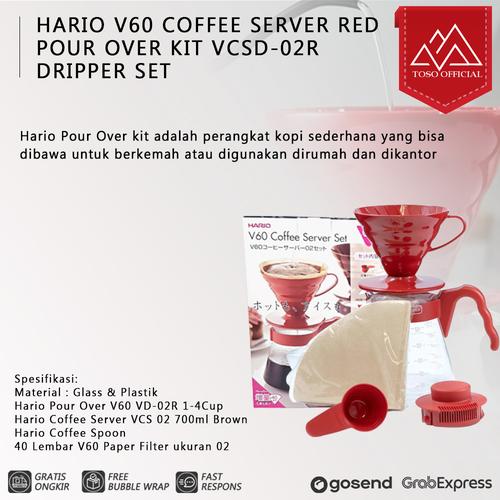 Jual HARIO V60 Coffee Server Red Pour Over Kit VCSD-02R Dripper Set - Jakarta Pusat - Toso Mart ...