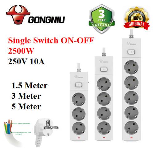 Jual Stop Kontak Single Switch Gongniu SNI Garansi 3Tahun 1,5 meter - 3 LUBANG - Kota ...
