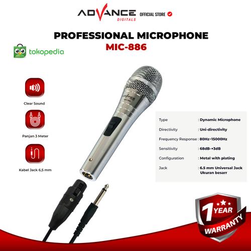 Promo Microphone Advance Mic-886 Profesional Dynamic Mic Karaoke Silver ...