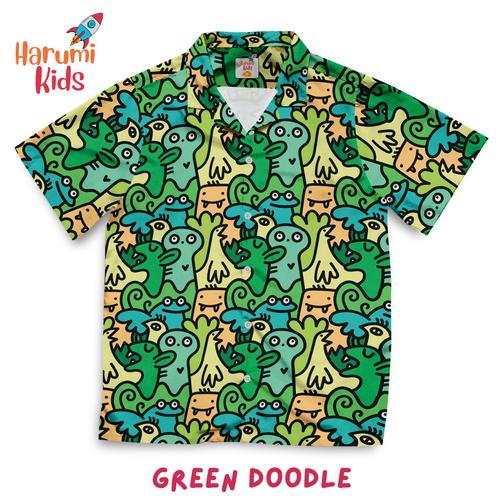Jual Harumi kids - Kemeja Anak pattern - Green Doodle - XS - Kab ...