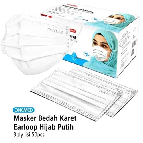 Promo Masker Bedah Medis OneMed Hijab Hijau Box 50pc - Putih - Kota ...