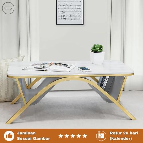 Jual Meja Tamu Modern Minimalis - Rangka Besi Gold dan Marmer Carrara ...
