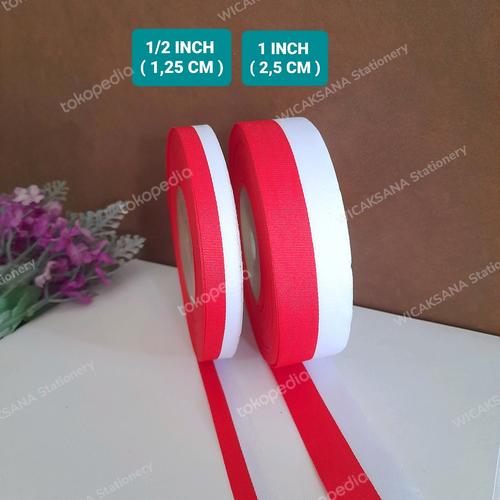 Jual PITA SATIN MERAH PUTIH 1 INCH / PITA KAIN SATIN MERAH PUTIH 1 INCH ...