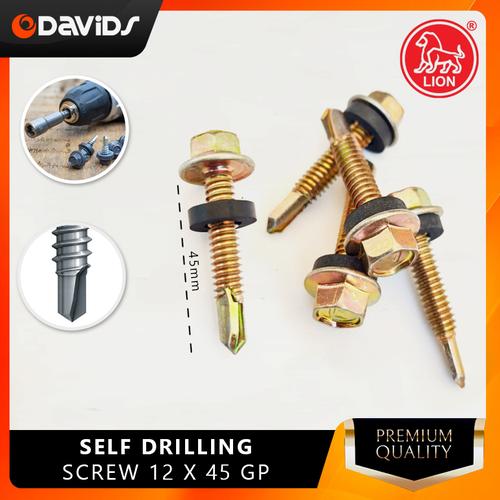 Jual Baut Baja Ringan Sekrup Roofing Drilling Scrup 12x45 Kuning Lion ...