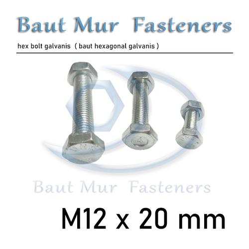 Jual baut mur m12 x 20 / bmp m12 x 20 galvanis / bmp m12 x 20mm ...
